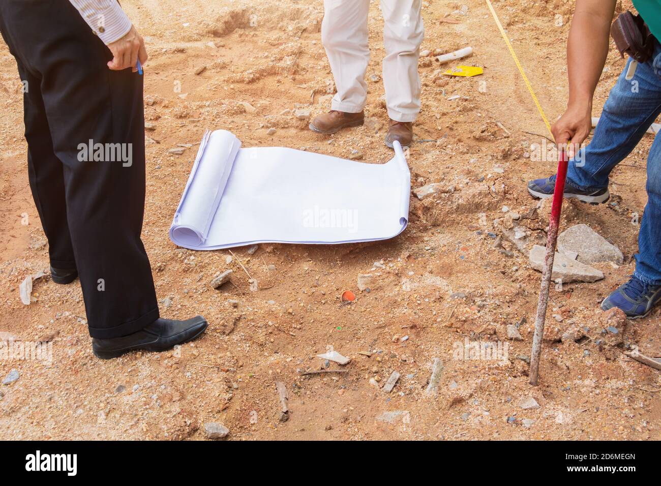 architect plans surveying prepare work construction new building on ...