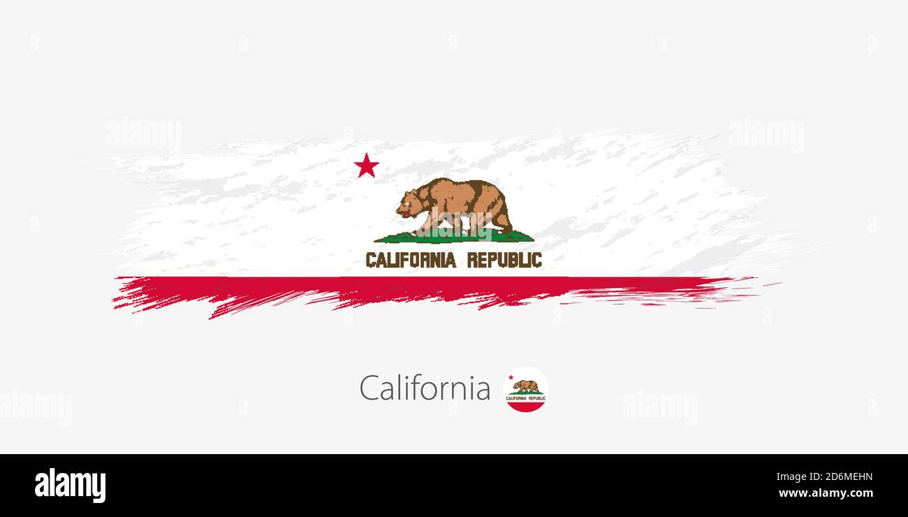 Flag of California US State, grunge abstract brush stroke on gray ...