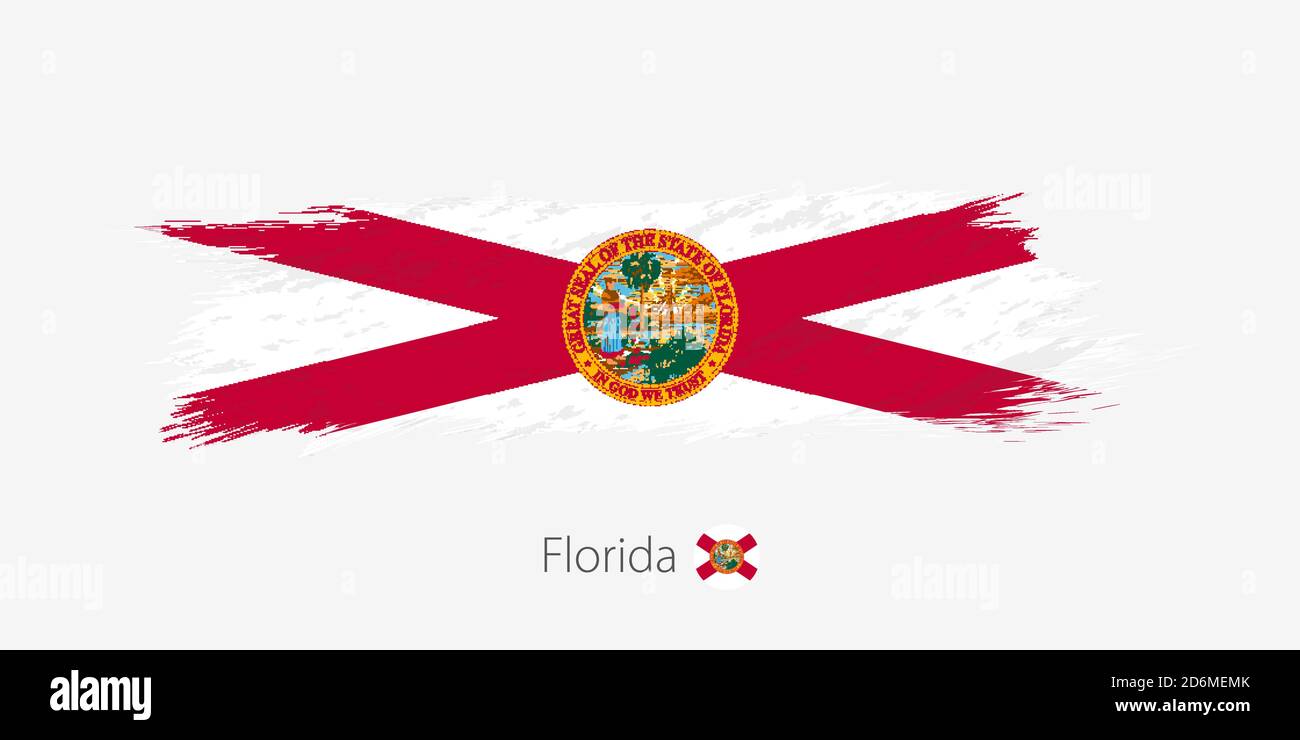 Flag Of Florida Us State Grunge Abstract Brush Stroke On Gray