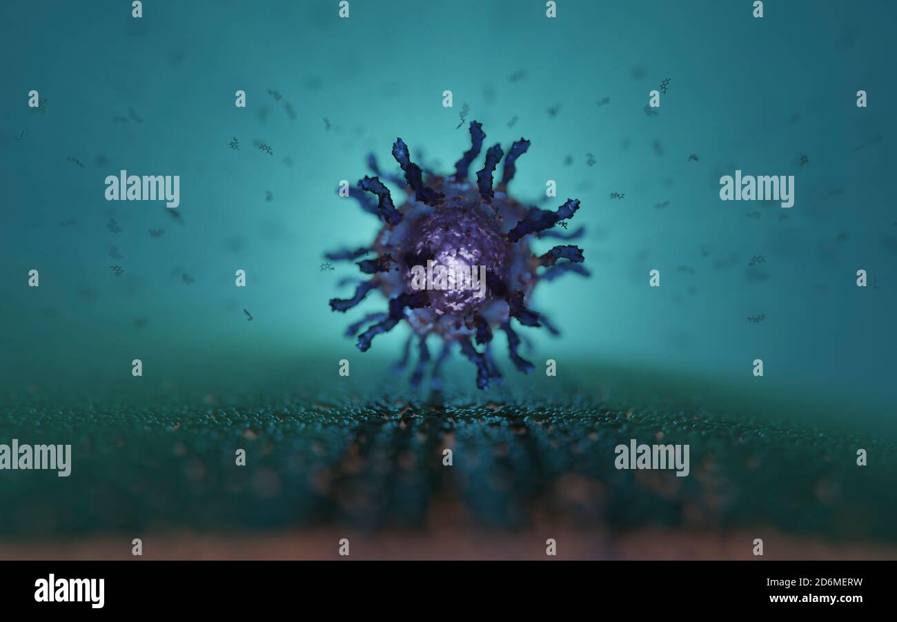 Poliovirus with receptors (spikes). An infectious disease causing polio ...