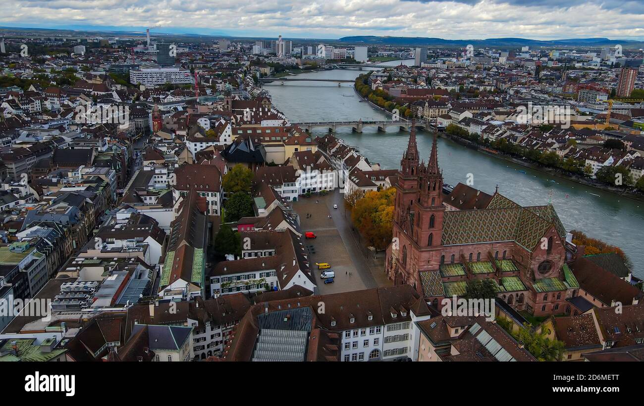 Aerial view over city basel hi-res stock photography and images - Alamy