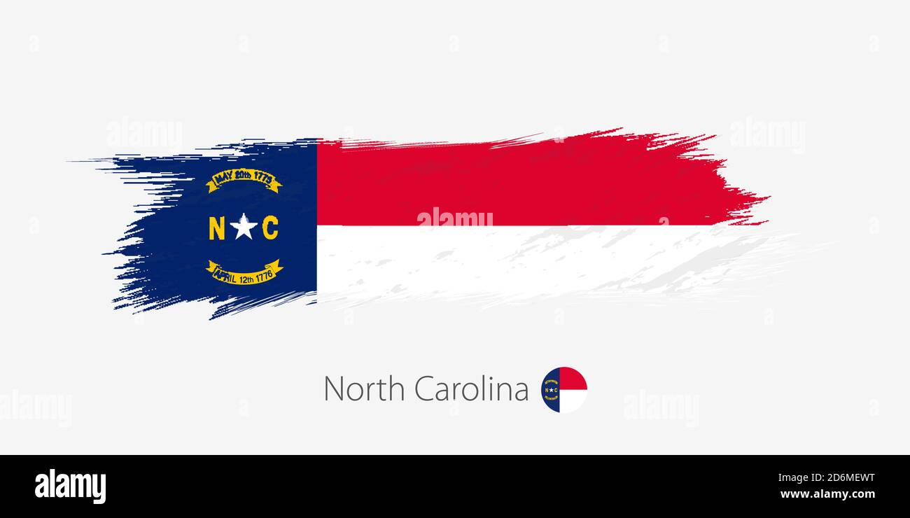 Flag of North Carolina US State, grunge abstract brush stroke on gray ...