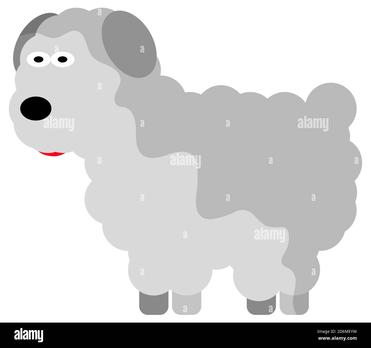 Cute gray sheep isolated on a transparent background in cartoon style ...