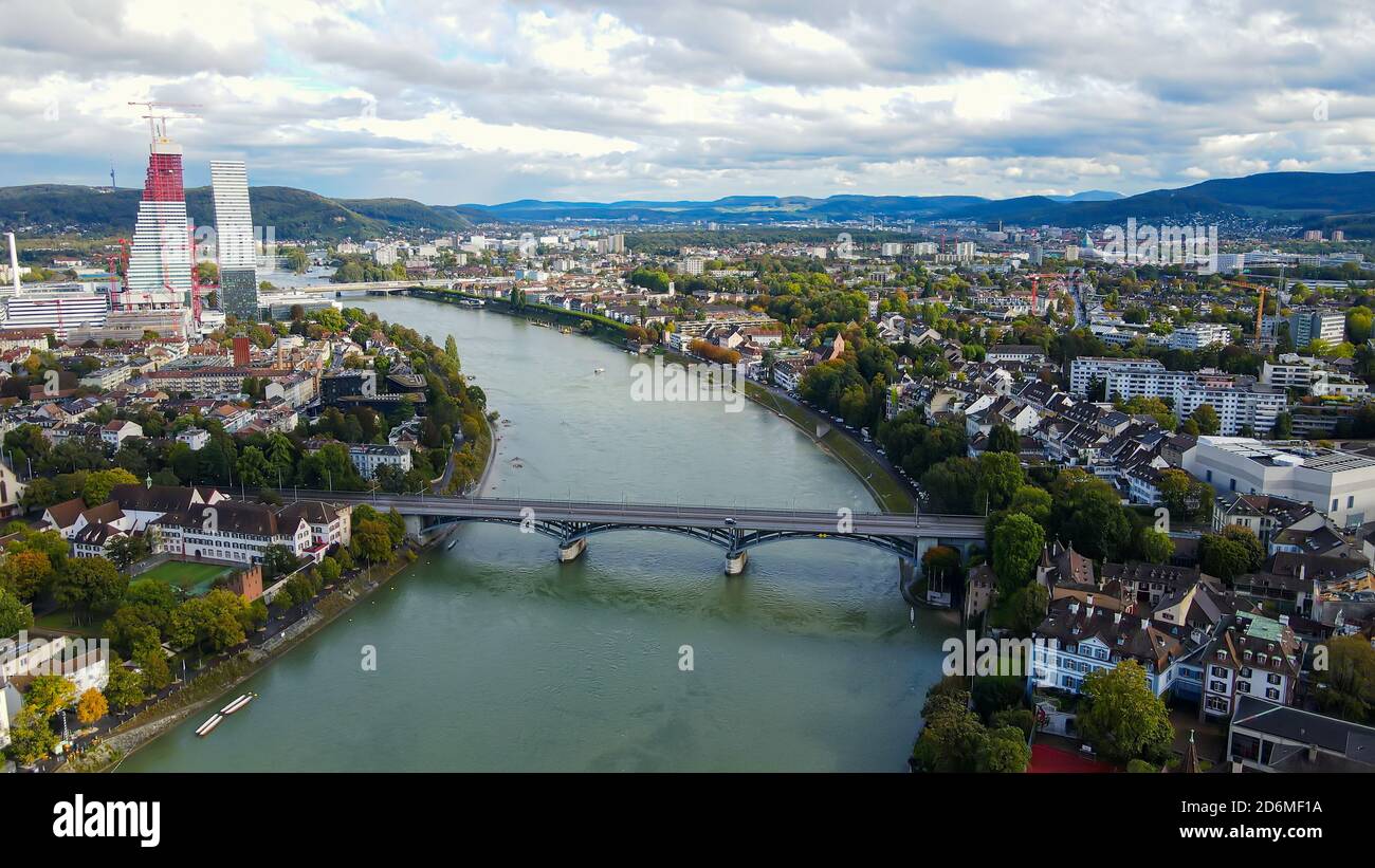 Aerial view over city basel hi-res stock photography and images - Alamy