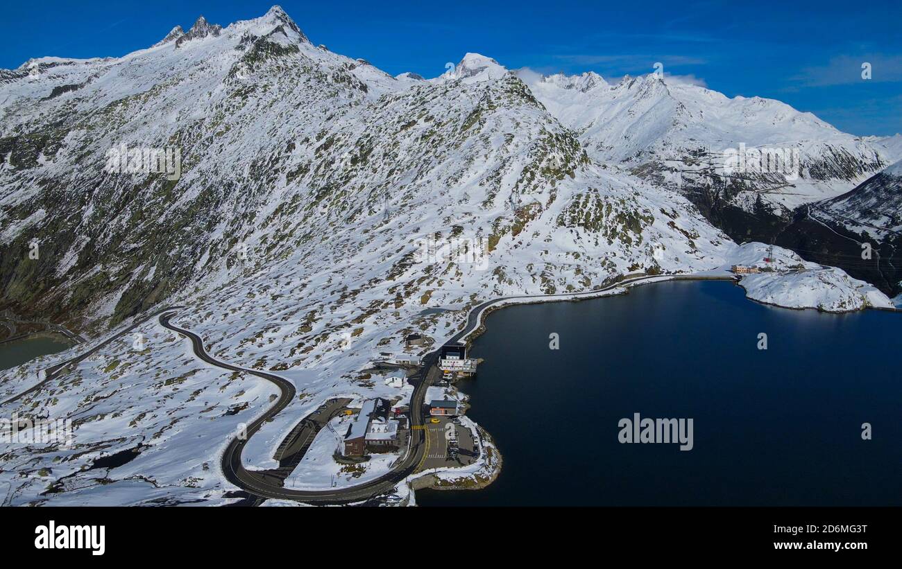 Aerial view over a beautiful glacier in Switzerland Stock Photo - Alamy