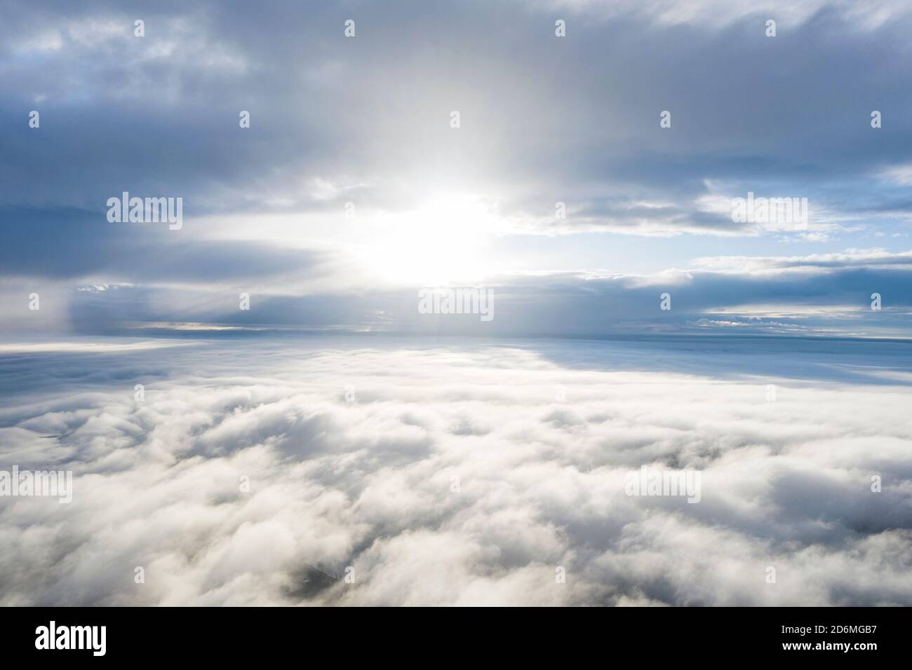 Aerial view white clouds in blue sky. View from drone. Aerial view ...