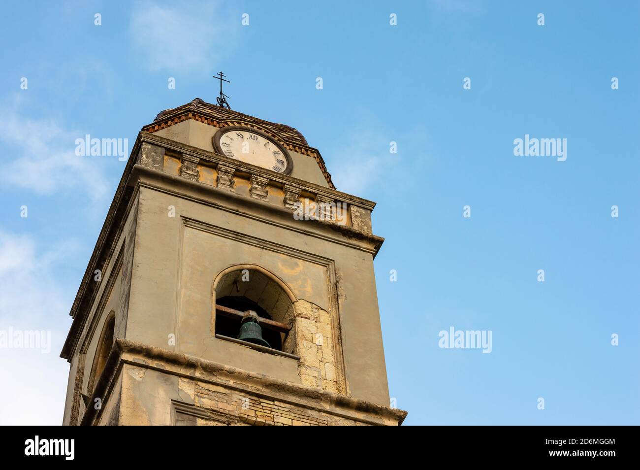 Historic bell tower with clock - Italian Church Stock Photo - Alamy