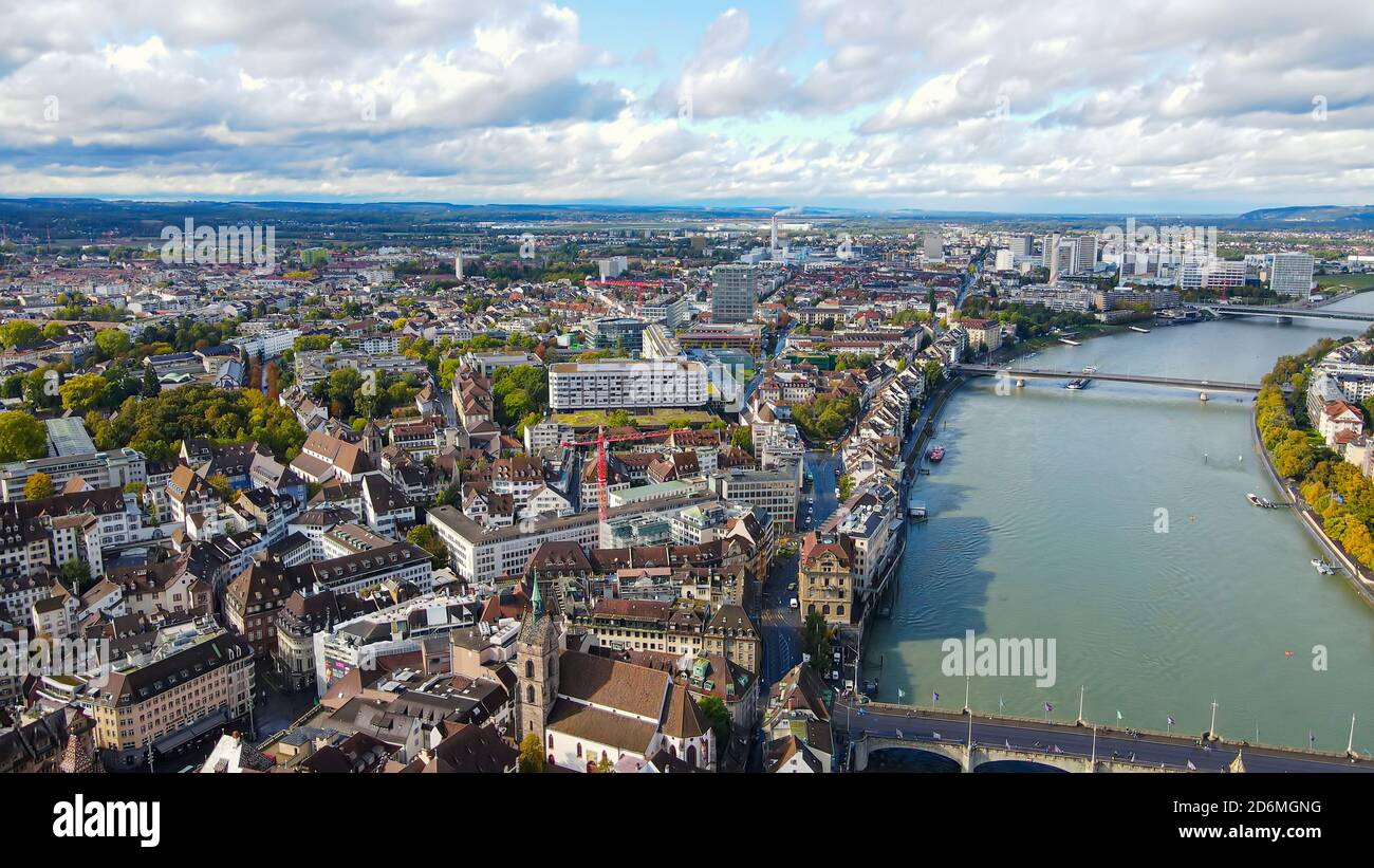Aerial view over city basel hi-res stock photography and images - Alamy