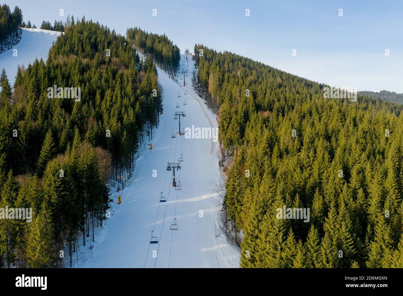 Aerial view snowy skier ride hi-res stock photography and images - Alamy