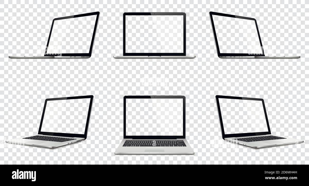 Laptop set mock up with transparent screen isolated Stock Vector Image ...