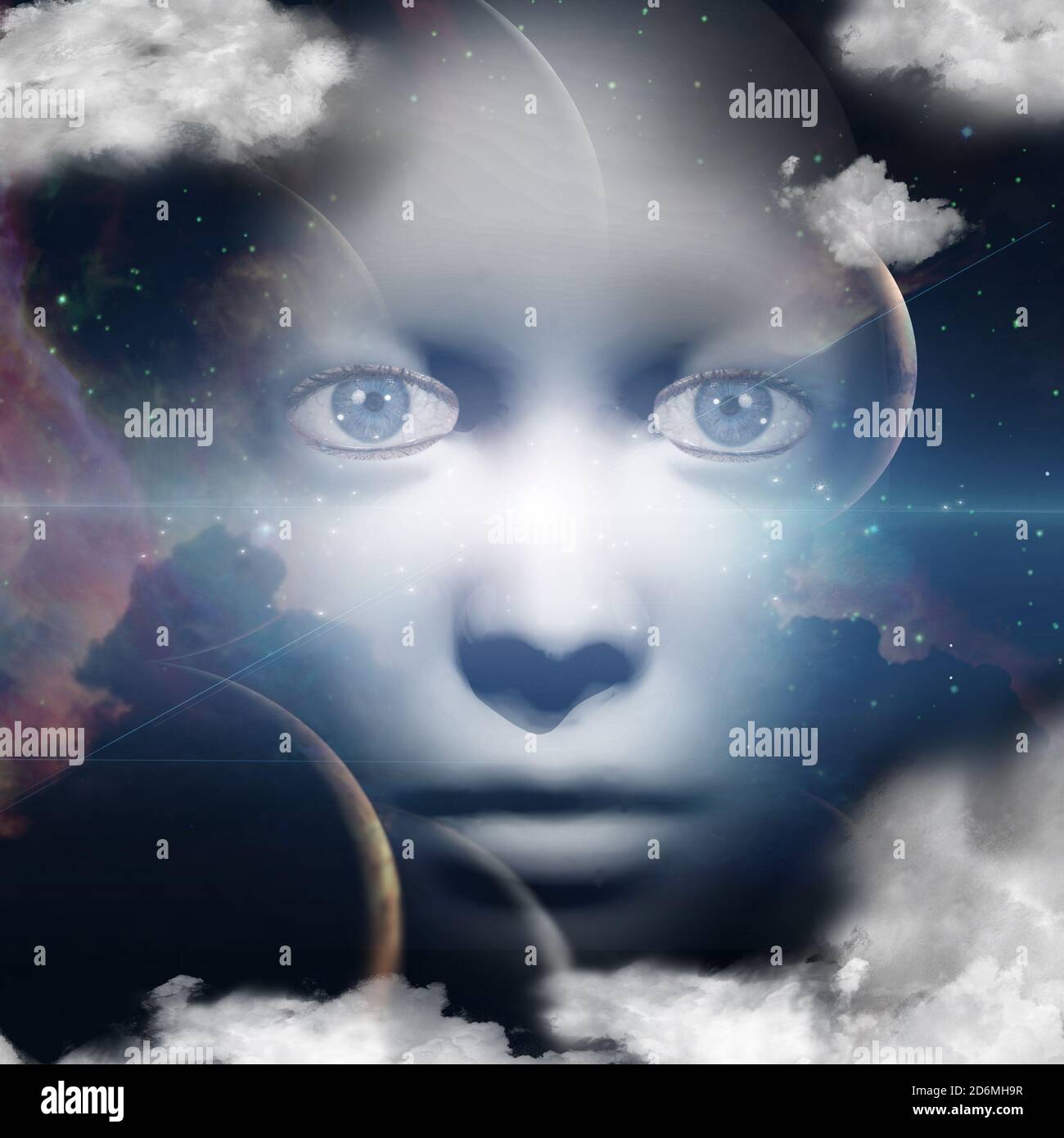 Woman face in space Stock Photo - Alamy