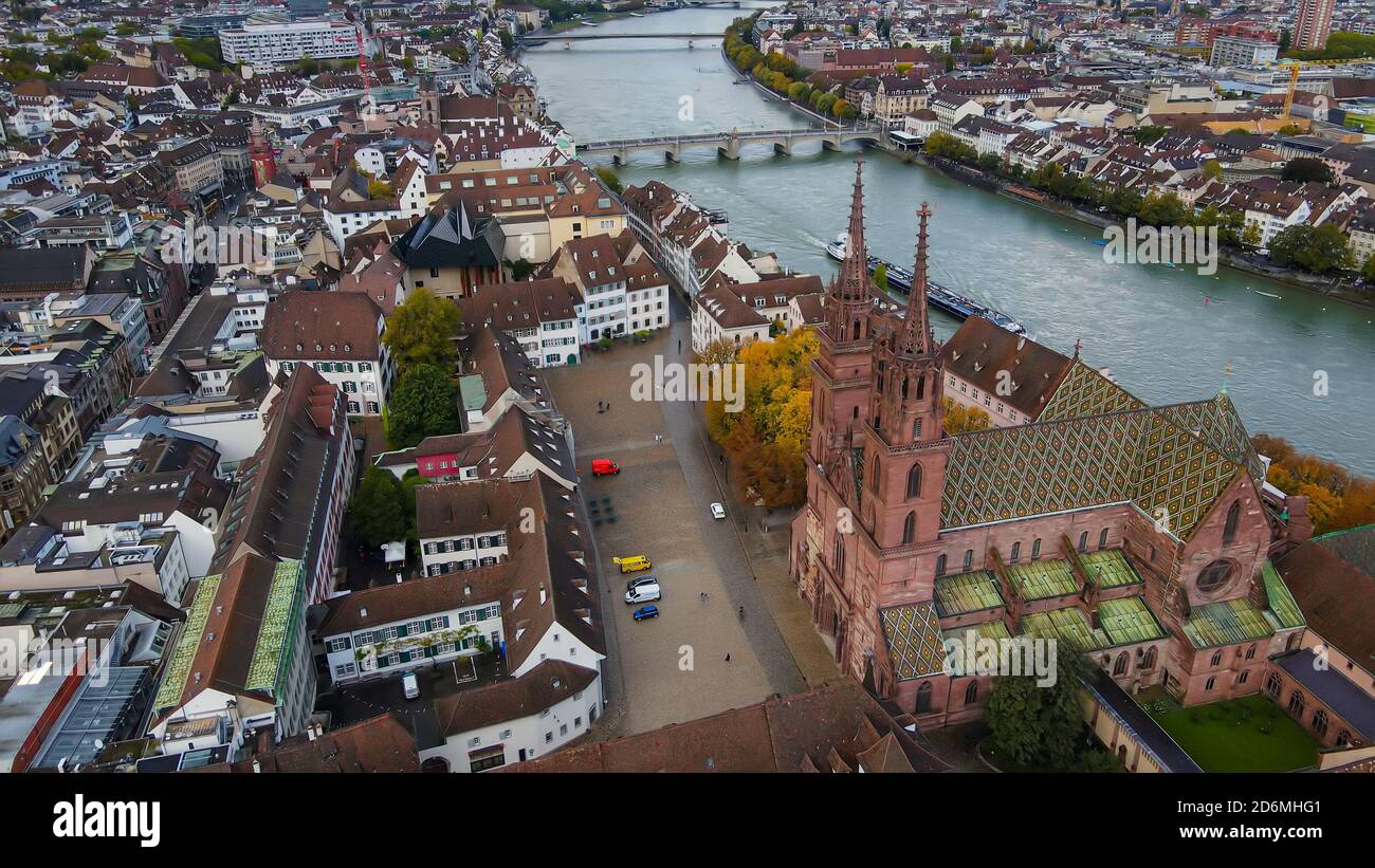 Aerial view over city basel hi-res stock photography and images - Alamy