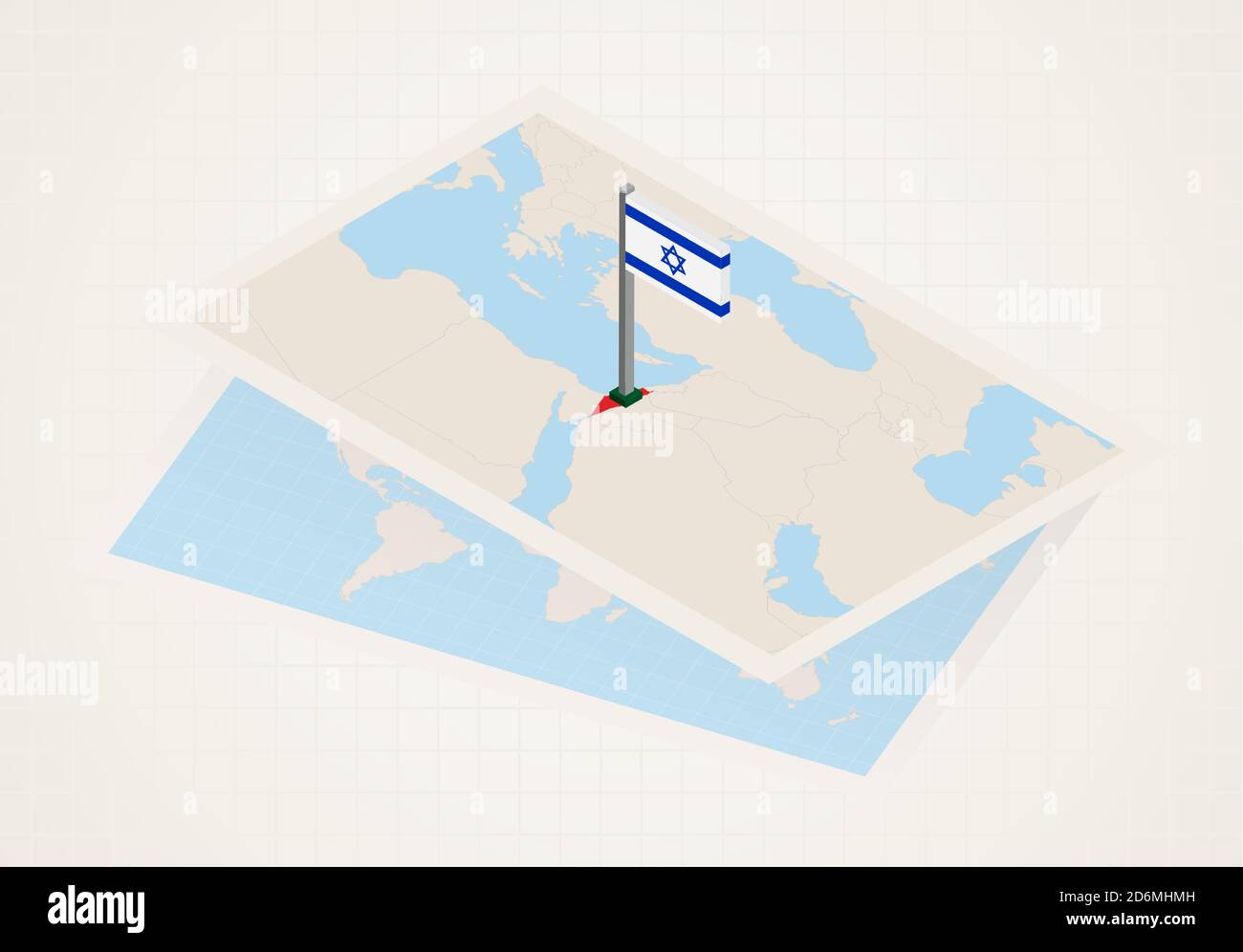 Israel selected on map with isometric flag of Israel. Vector paper map ... Israel selected on map with isometric flag of Israel. Vector paper map ...