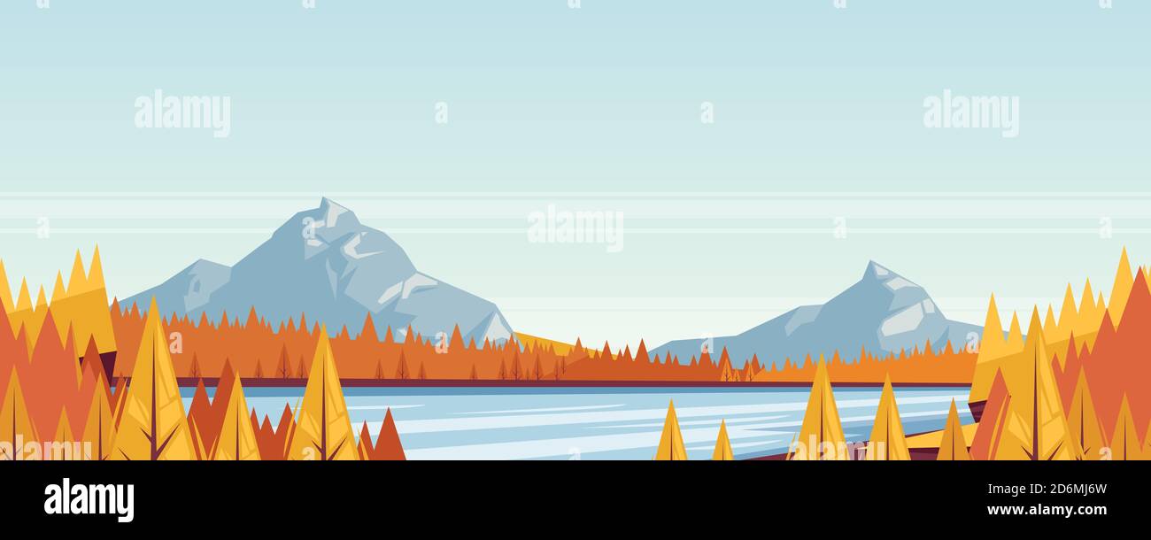 Scenic autumn view lake Stock Vector Images - Alamy
