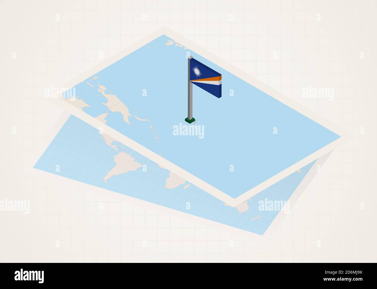 Marshall Islands selected on map with isometric flag of Marshall ...