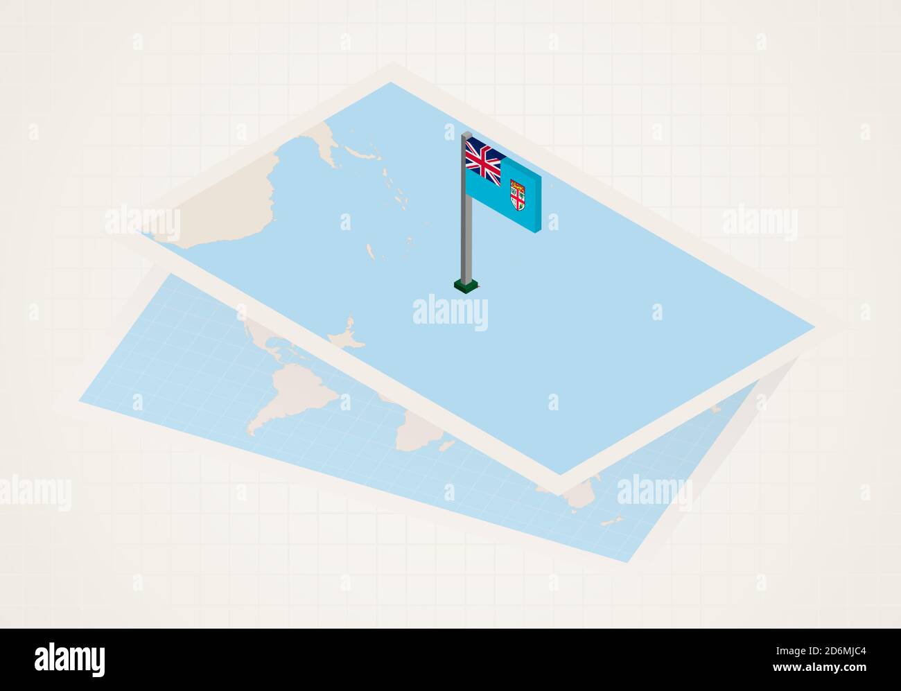 Fiji selected on map with isometric flag of Fiji. Vector paper map Stock Vector Image & Art - Alamy