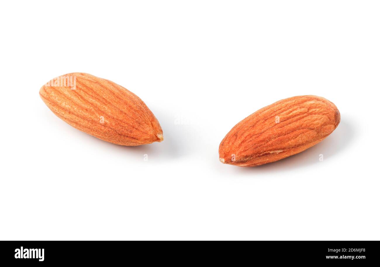 Peeled almond kernels close up isolated on white background Stock Photo ...