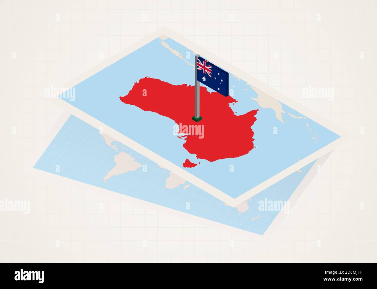 Australia selected on map with isometric flag of Australia. Vector ...