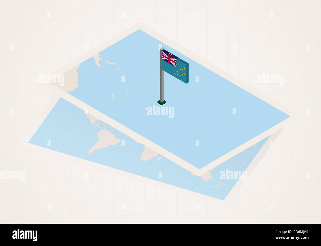 Tuvalu selected on map with isometric flag of Tuvalu. Vector paper map Stock Vector Image & Art ...