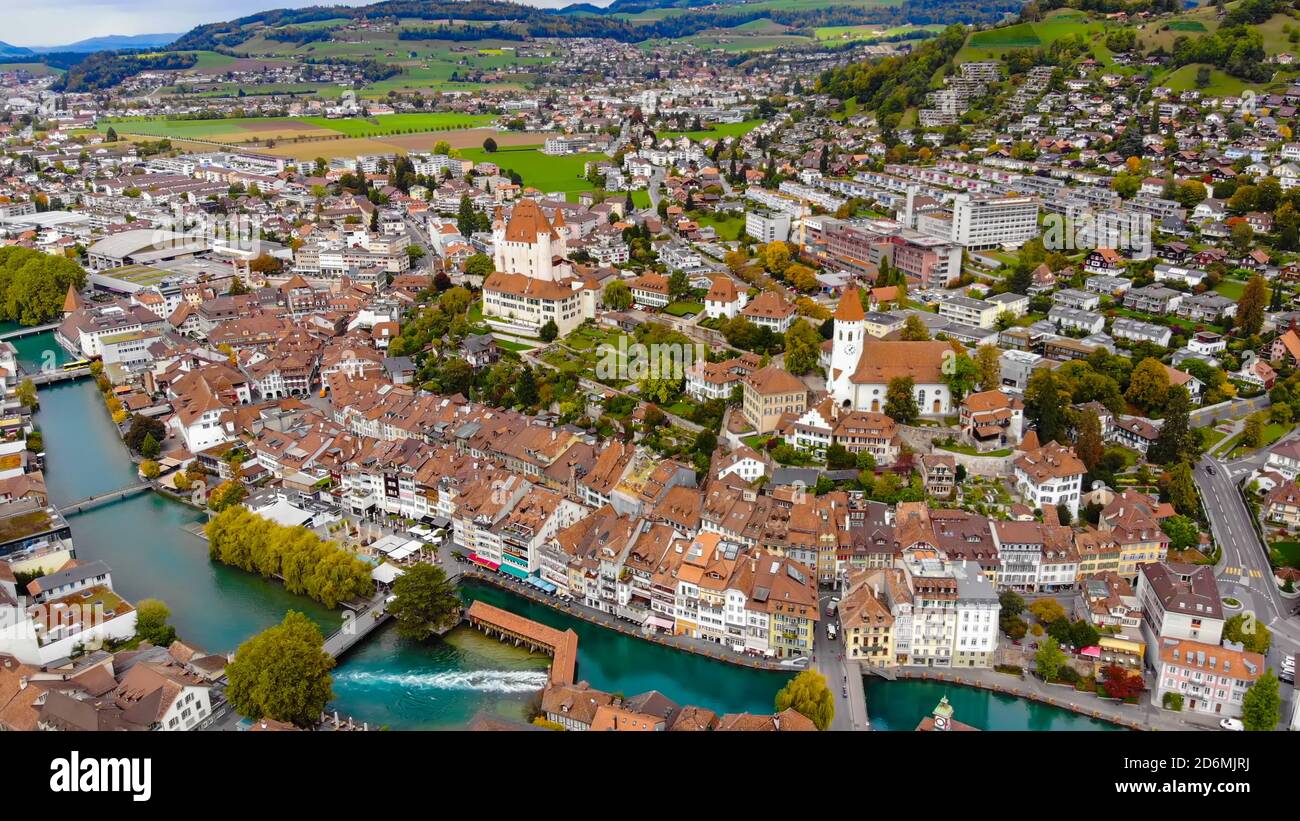 Aerial view over the city of Thun in Switzerland Stock Photo - Alamy
