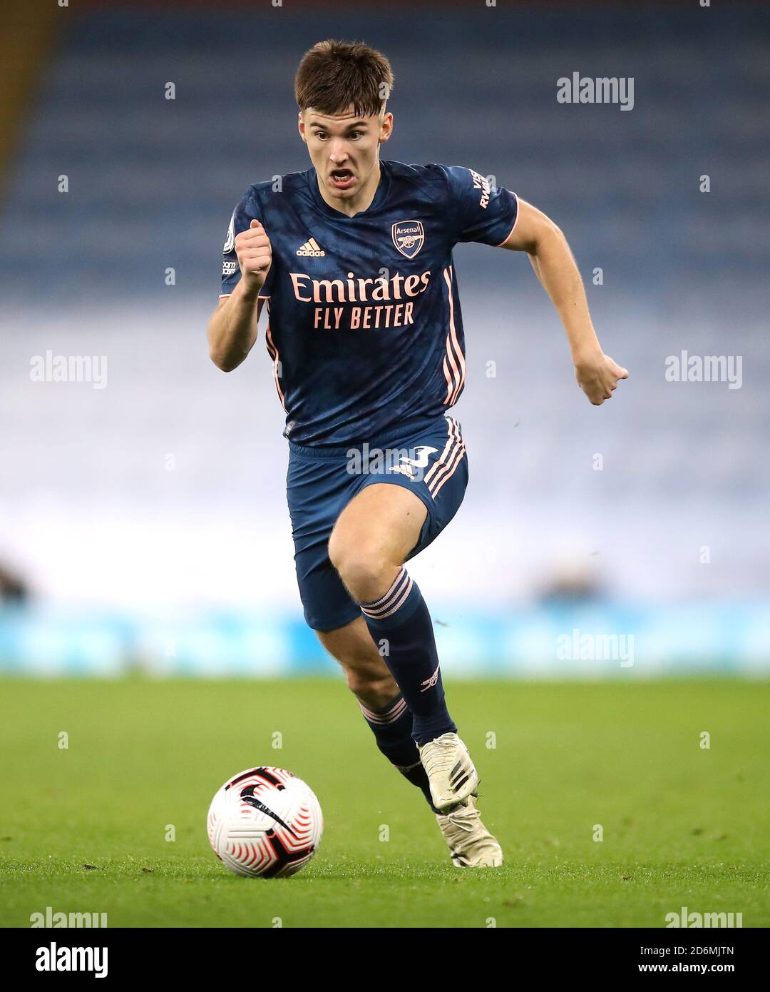 Arsenal's Kieran Tierney during the Premier League match at the Etihad ...