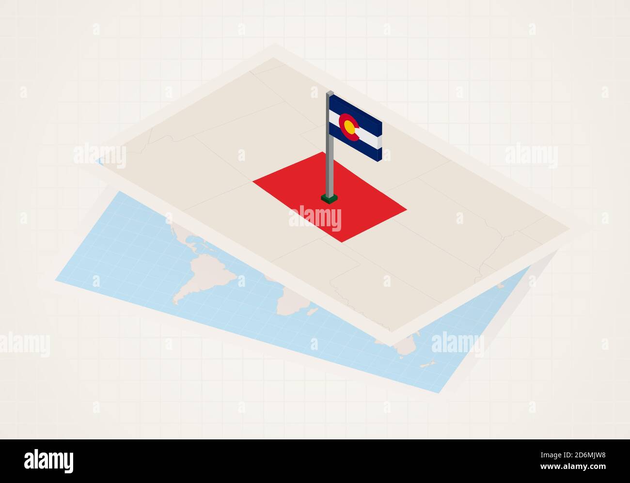 Colorado state selected on map with isometric flag of Colorado. Vector ...