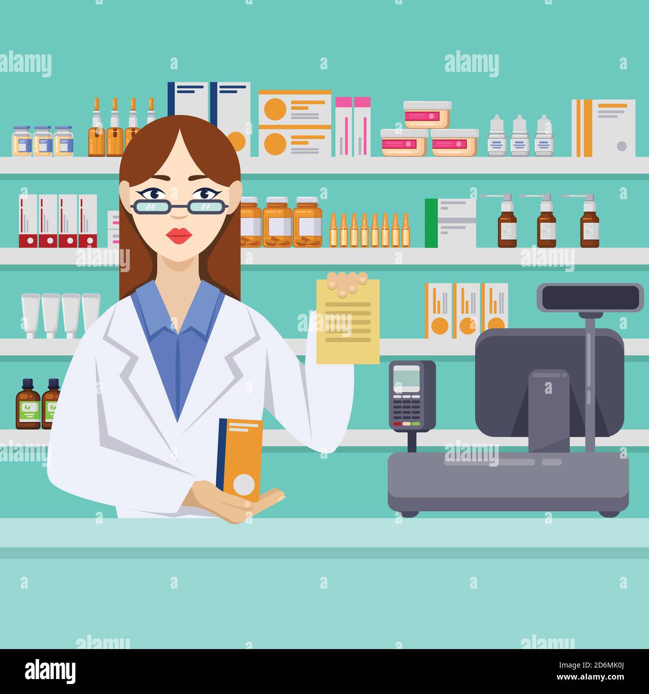 Woman drugstore pills Stock Vector Images - Alamy