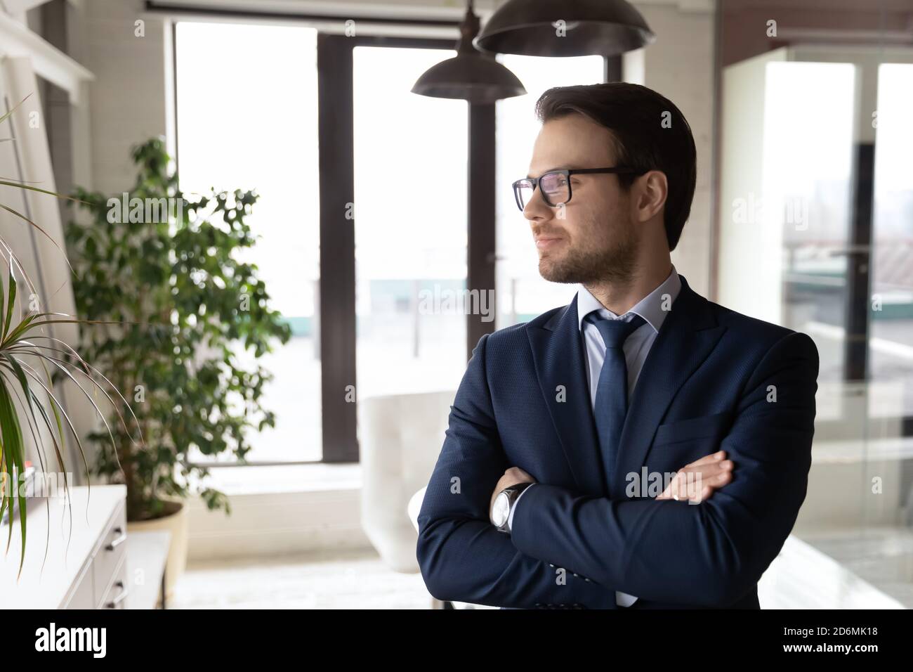 Successful ceo executive manager thinking of career opportunities Stock ...