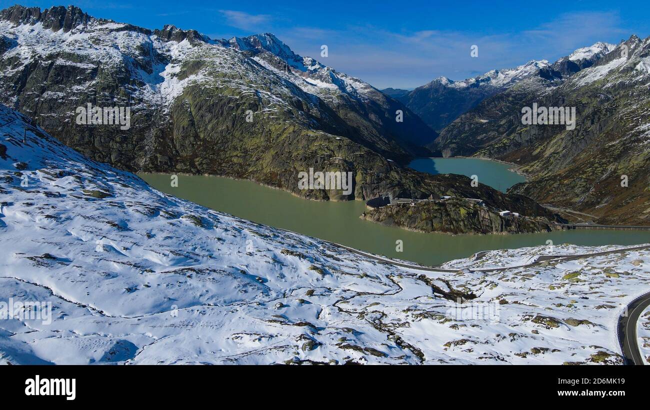 Aerial view over a beautiful glacier in Switzerland Stock Photo - Alamy