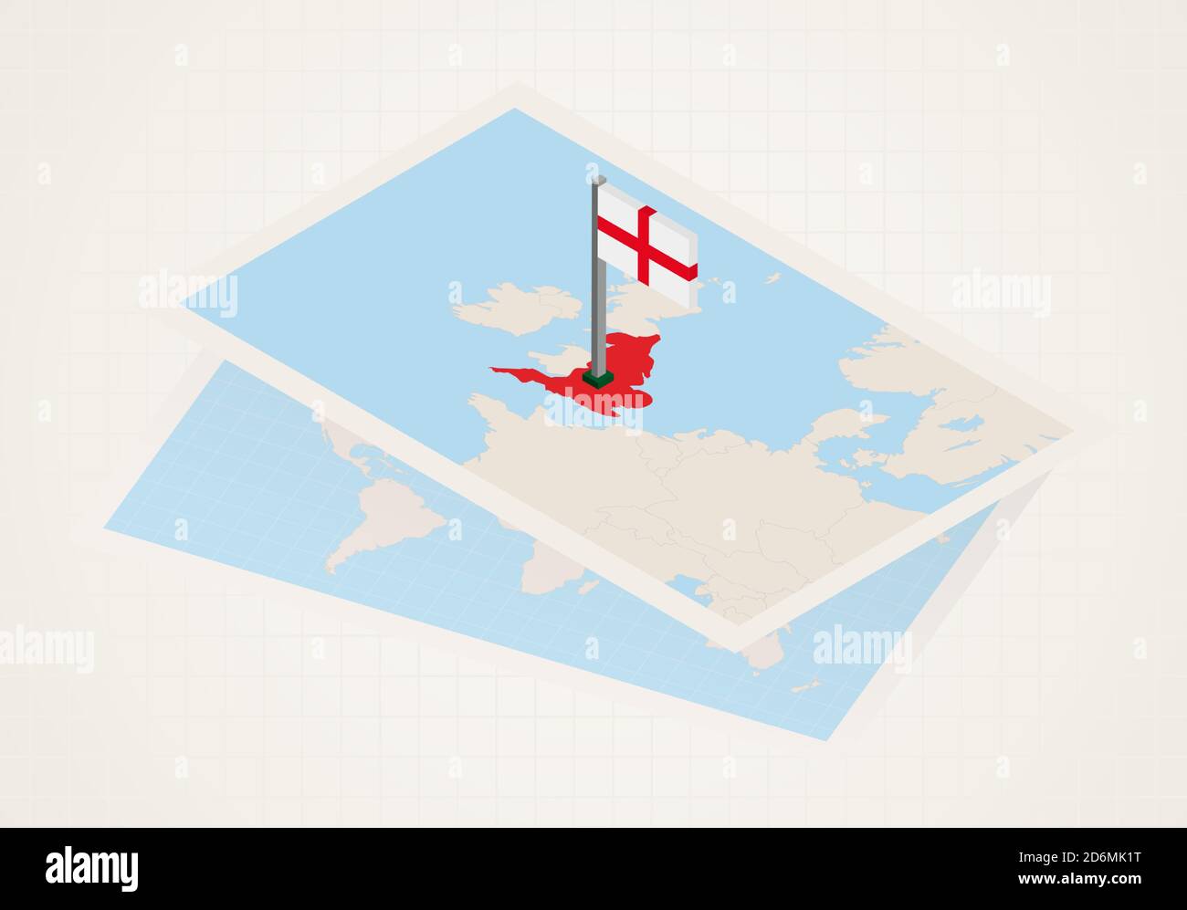 England selected on map with isometric flag of England. Vector paper ...