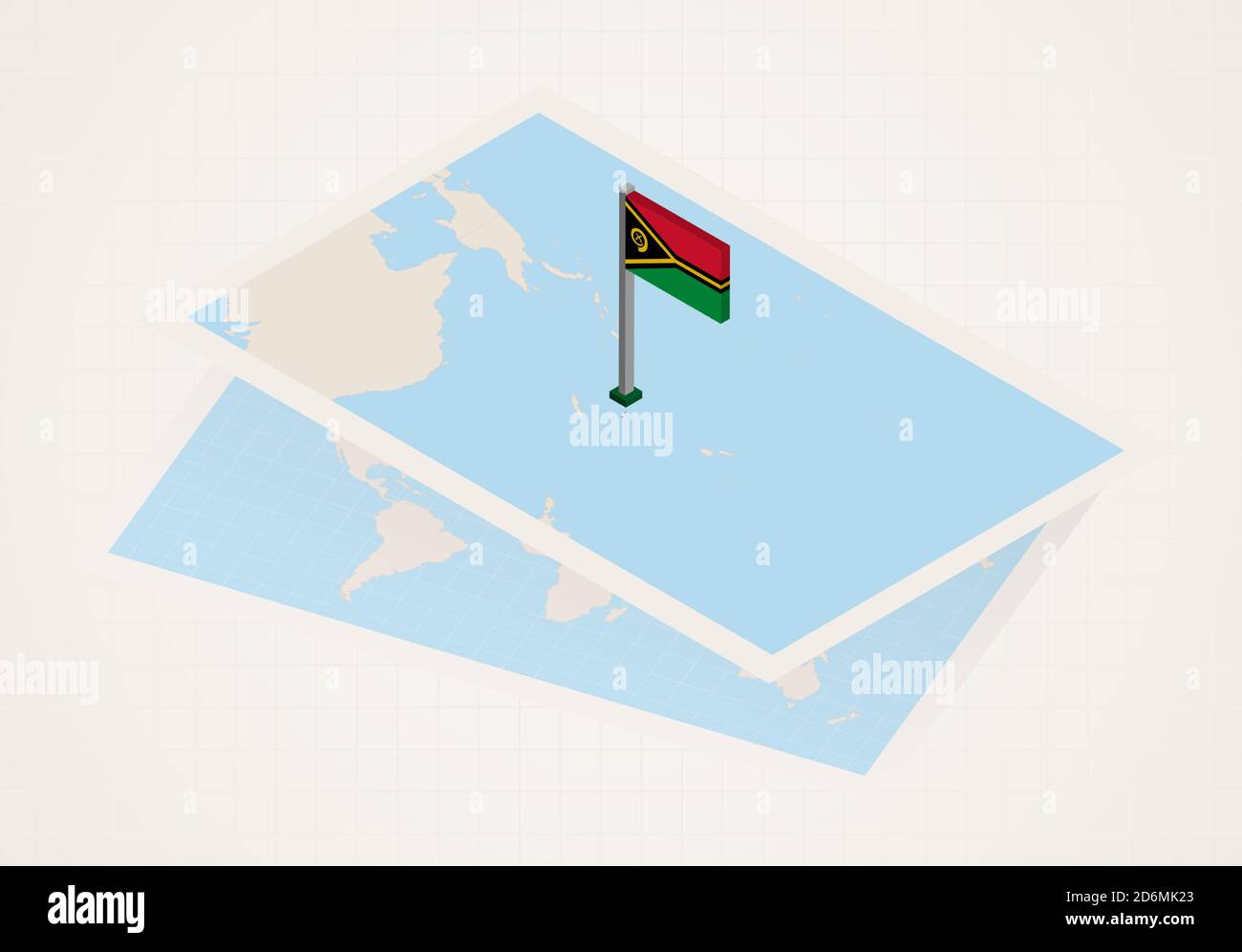 Vanuatu selected on map with isometric flag of Vanuatu. Vector paper map Stock Vector Image ...