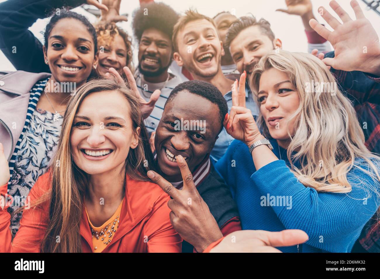Cheerful group of diversity friends Stock Photo - Alamy