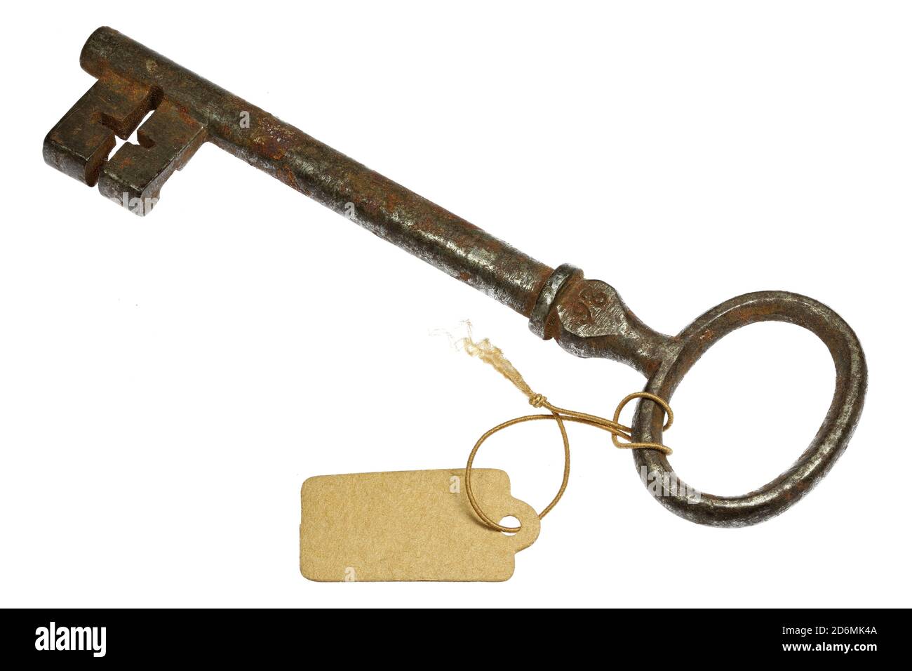 antique key with tag isolated on white background Stock Photo - Alamy