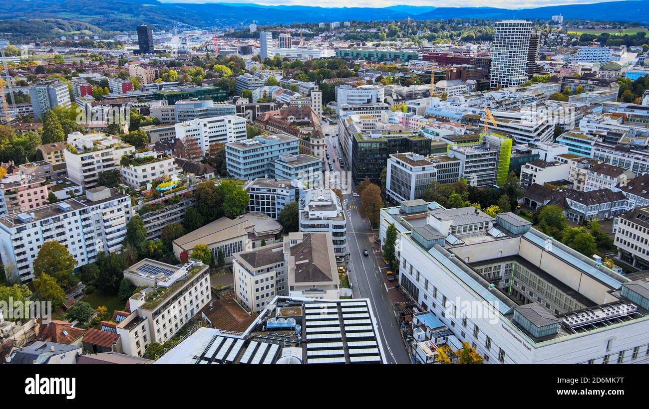 Aerial view over the city of Basel Switzerland Stock Photo - Alamy
