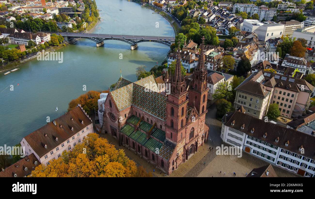 Aerial view over city basel hi-res stock photography and images - Alamy