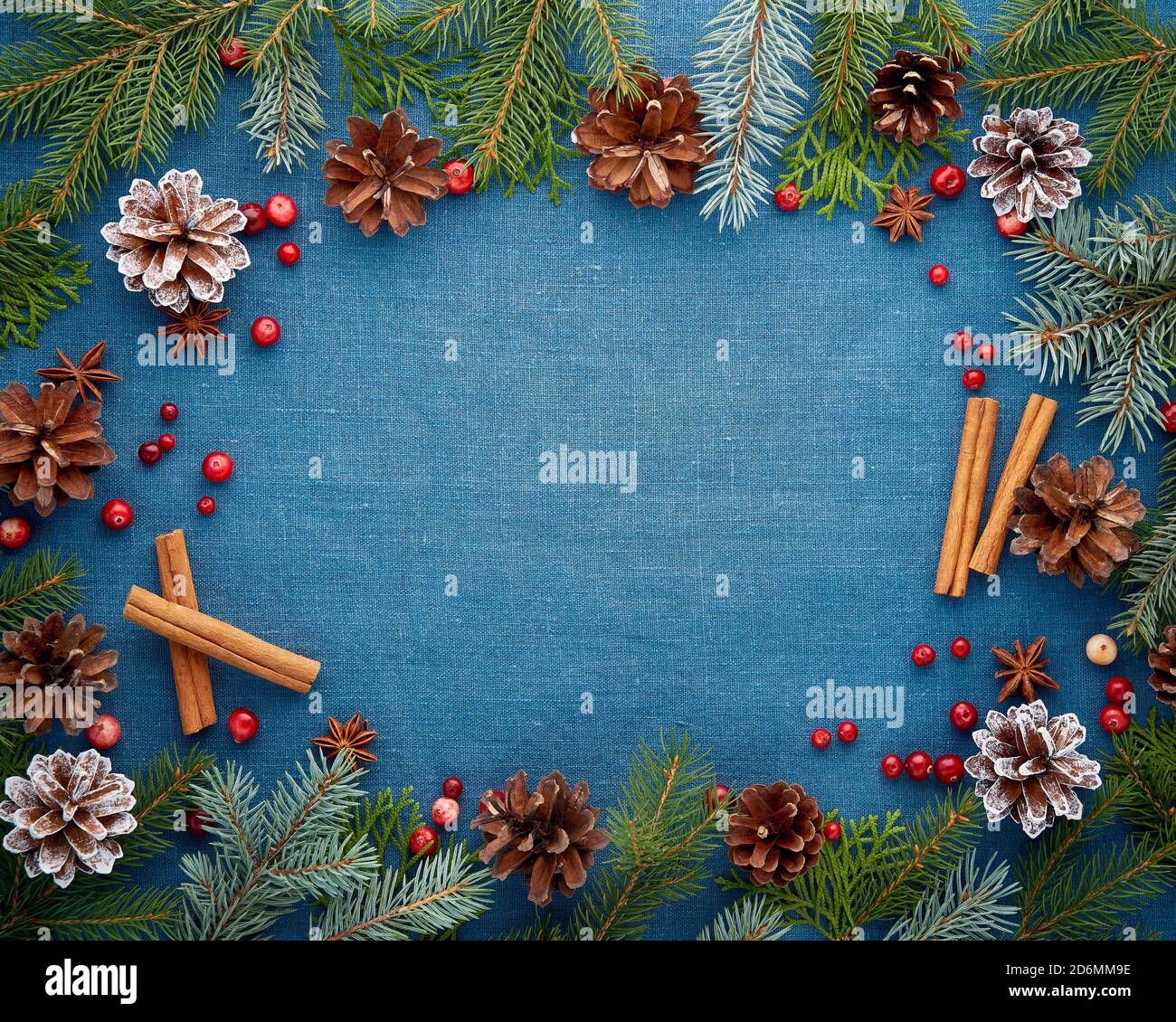Christmas and Happy New Year dark blue background. Frame for recipe ...