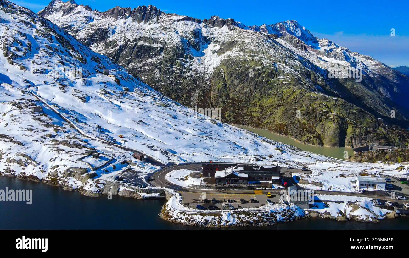 Aerial view over a beautiful glacier in Switzerland Stock Photo - Alamy