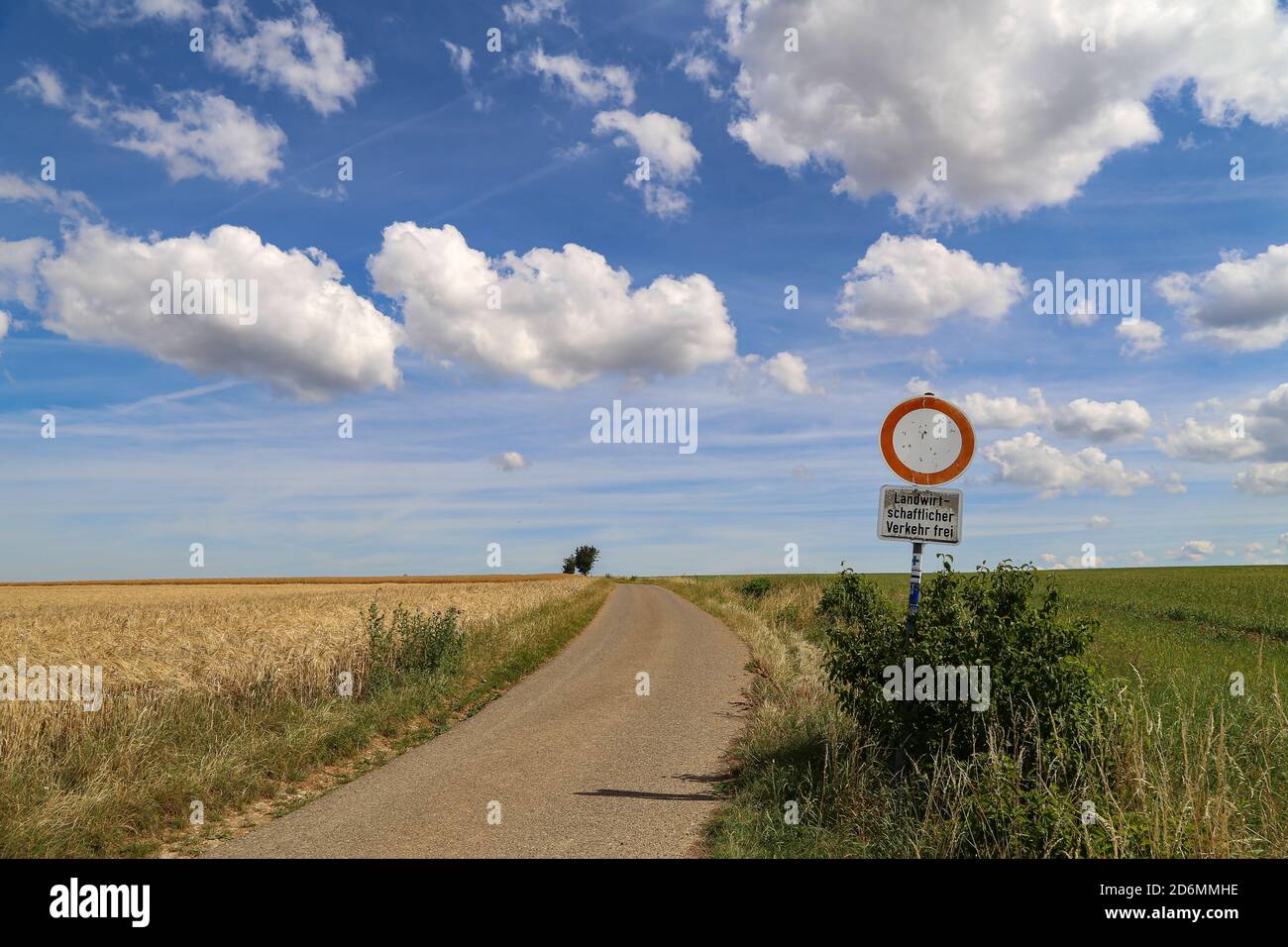 Beautiful summer landscape with agricultural vehicles only sign Stock ...