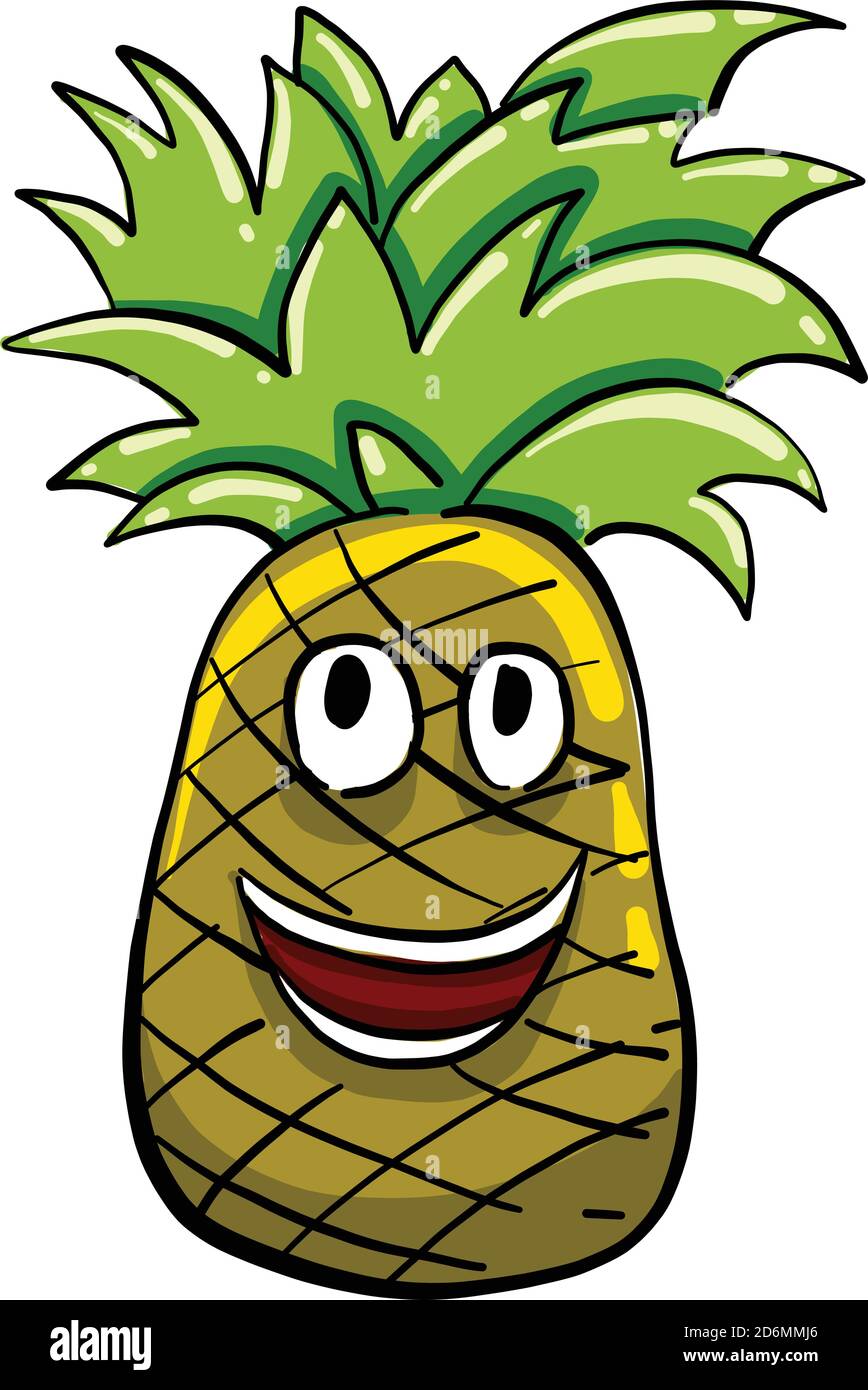 Happy pineapple, illustration, vector on white background Stock Vector ...