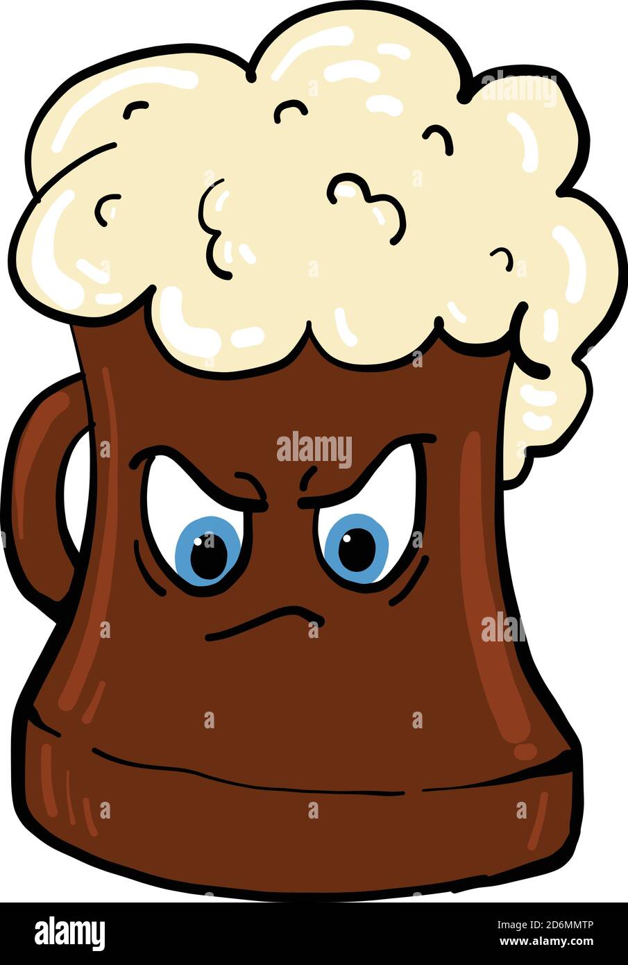 Angry beer cup, illustration, vector on white background Stock Vector ...