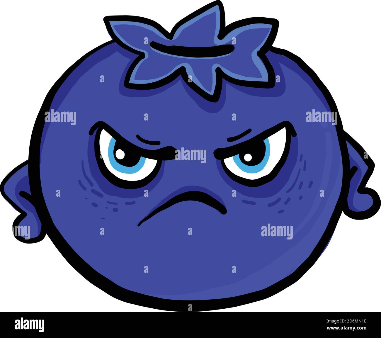 Angry blueberry, illustration, vector on white background Stock Vector ...