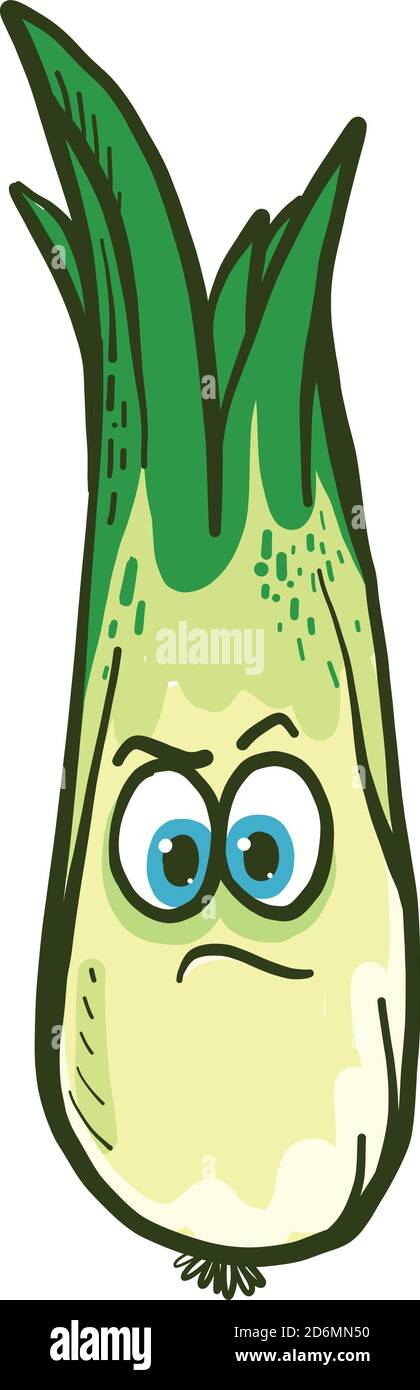 Angry leek, illustration, vector on white background Stock Vector Image ...