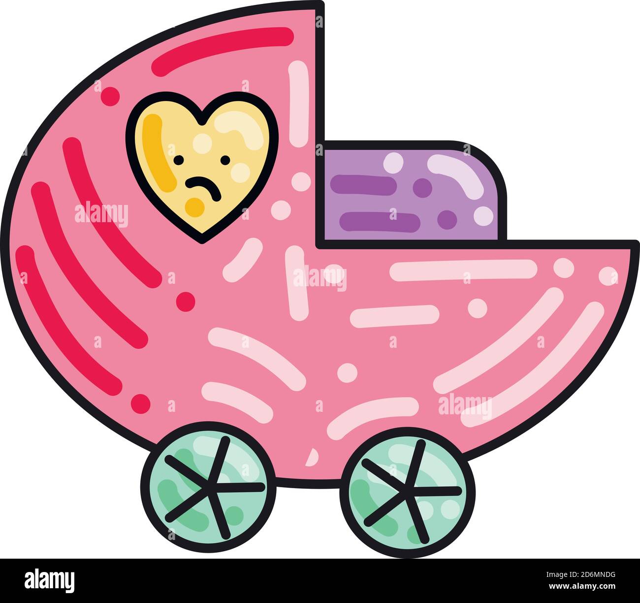 Pink baby stoller, illustration, vector on white background Stock ...