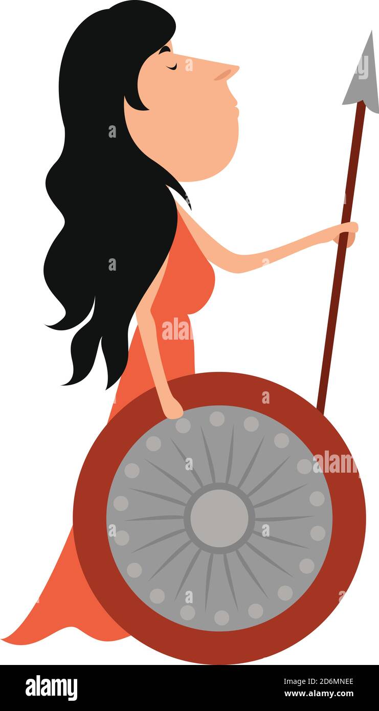 Warrior girl, illustration, vector on white background Stock Vector ...
