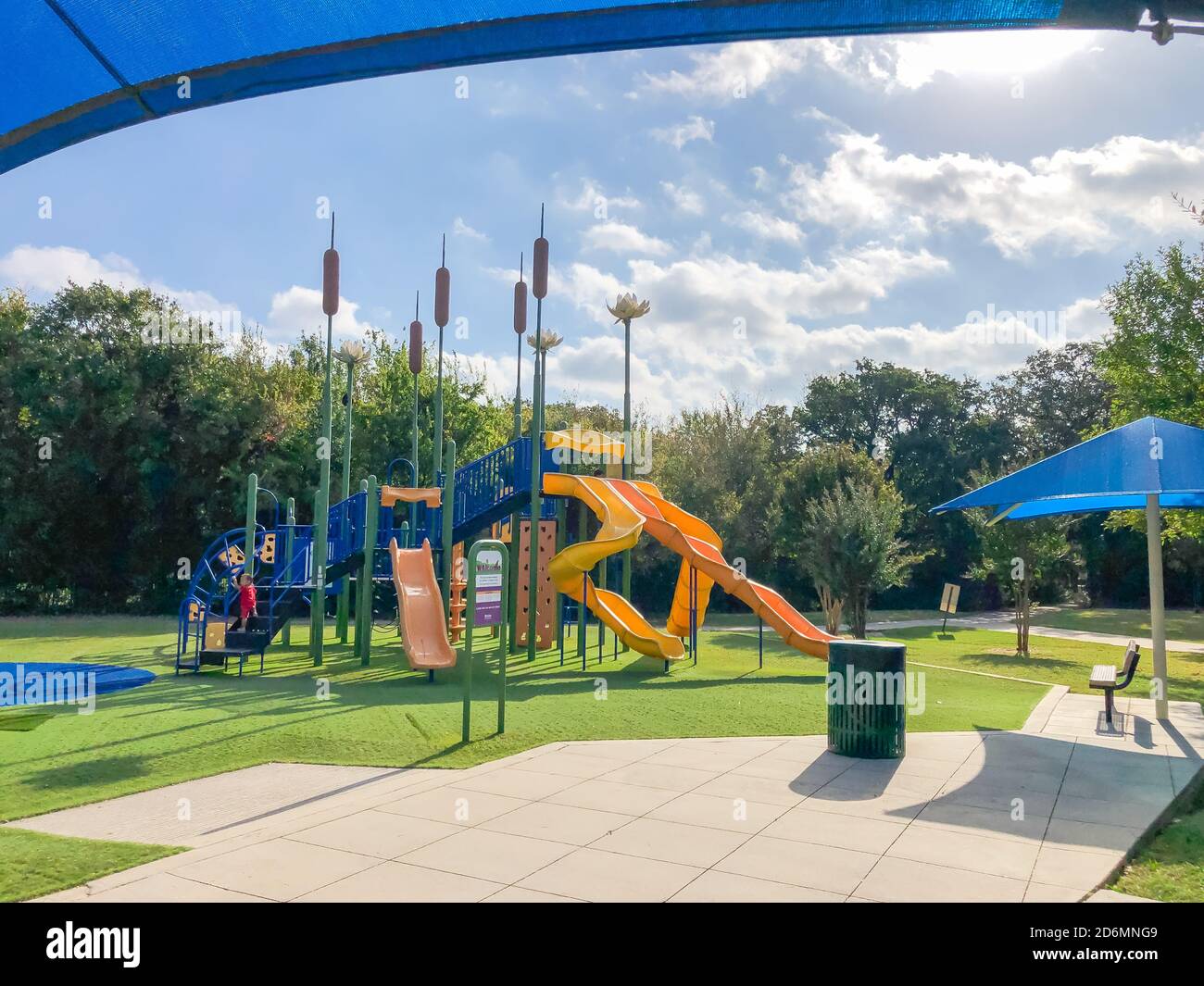 New playground with sun shade sails, artificial grass in Flower Mound ...