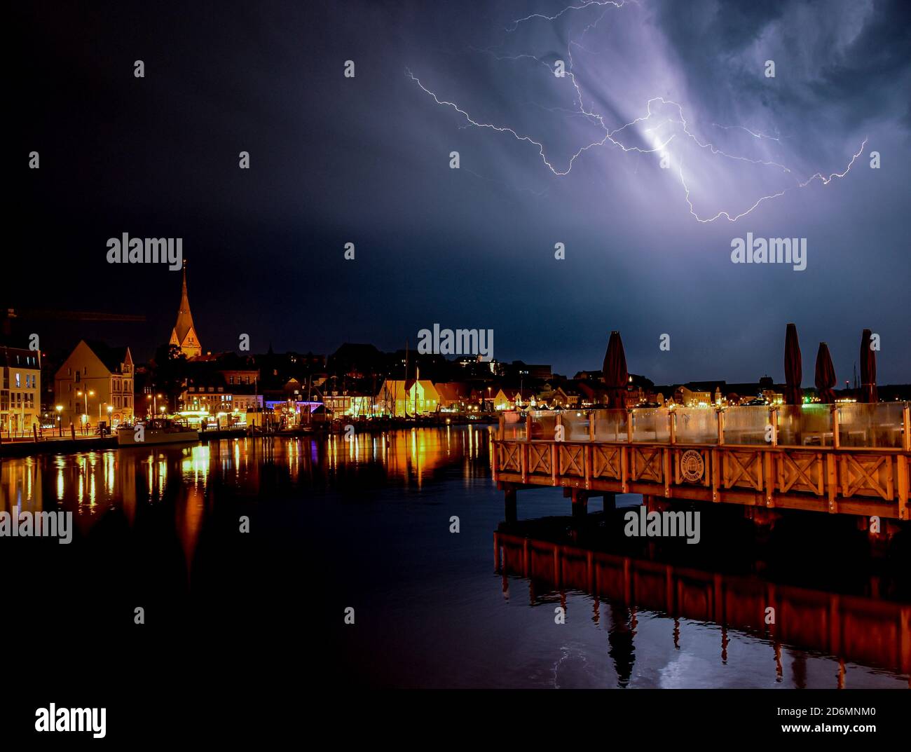 Lightning over Flensburg Stock Photo - Alamy