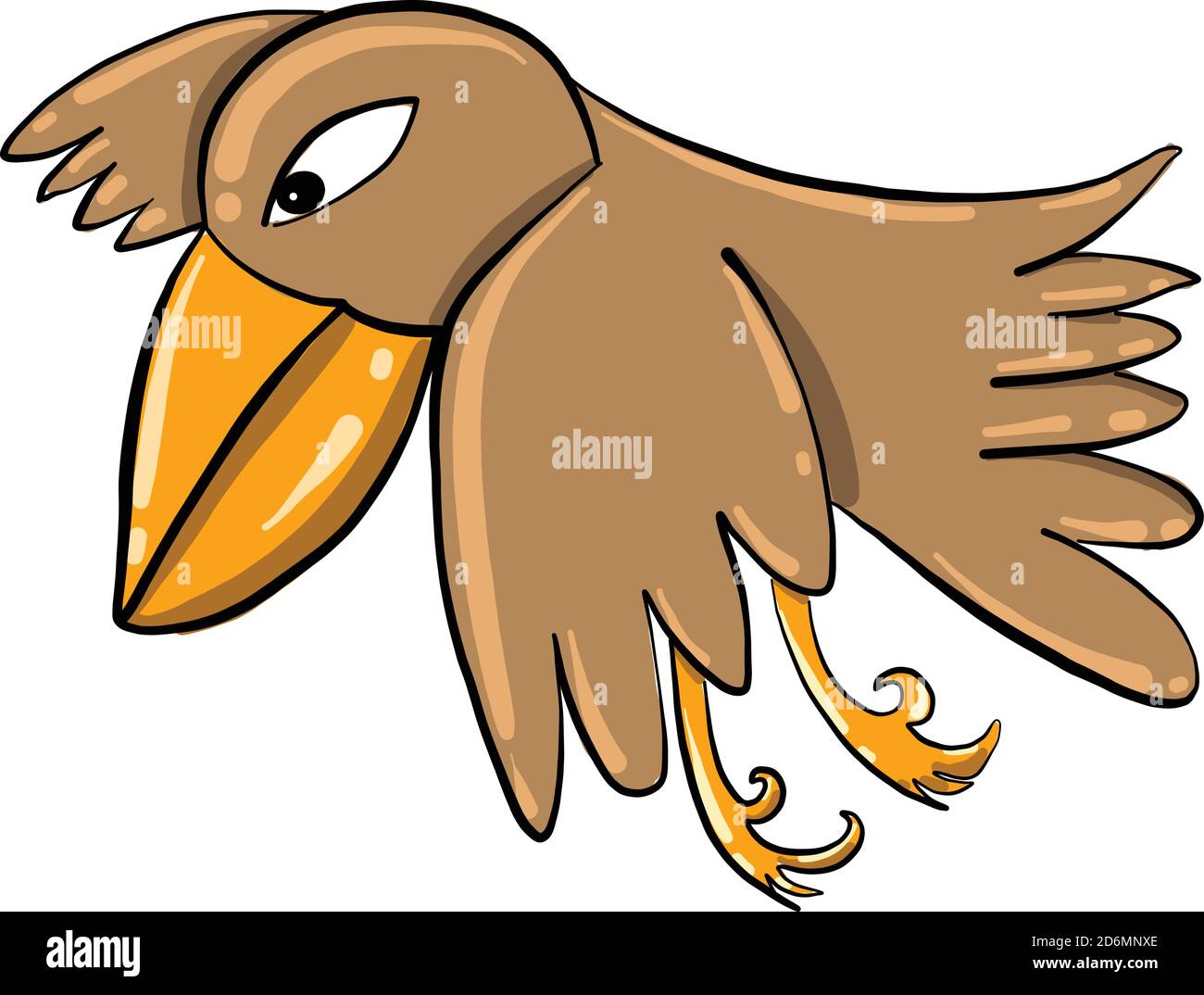Bird with a large beak, illustration, vector on white background Stock ...