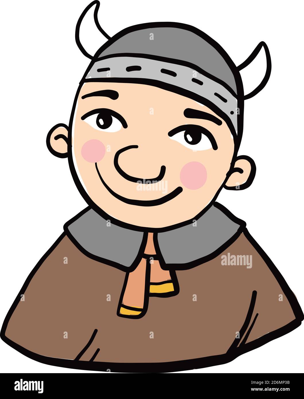 Viking boy smiling, illustration, vector on white background Stock ...