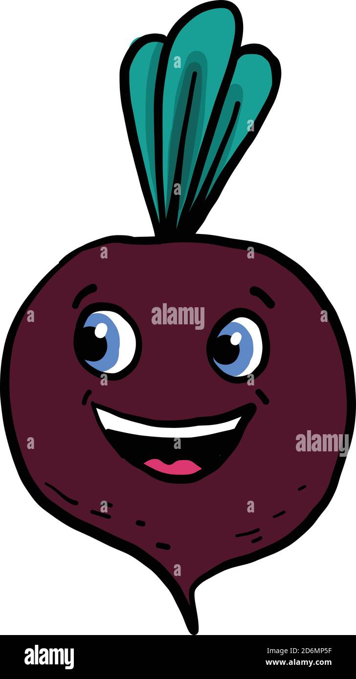 Beet with a big smile, illustration, vector on white background Stock ...