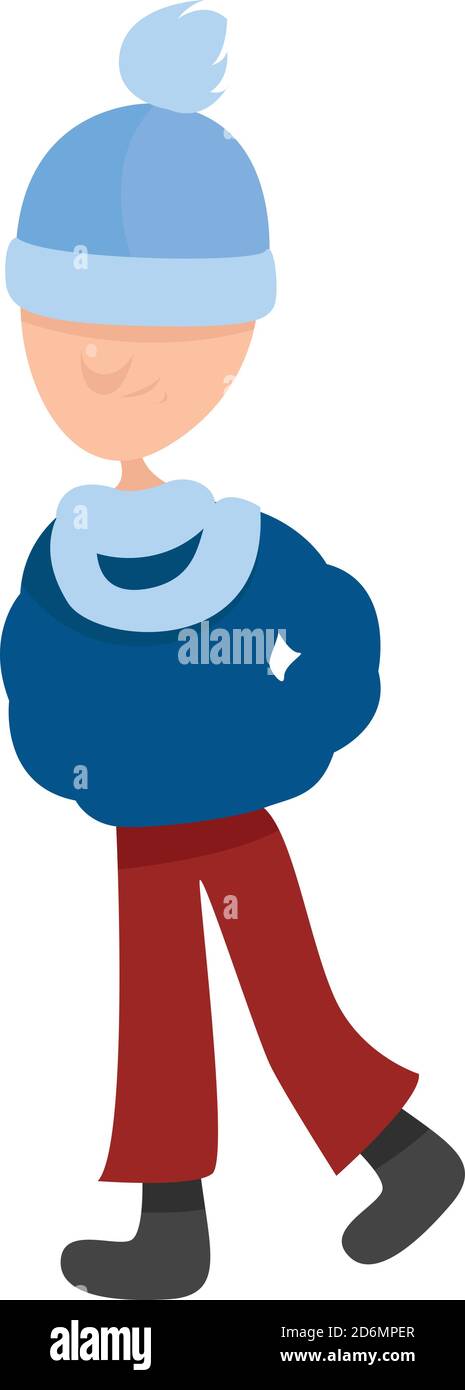 Boy with a blue hat, illustration, vector on white background Stock ...